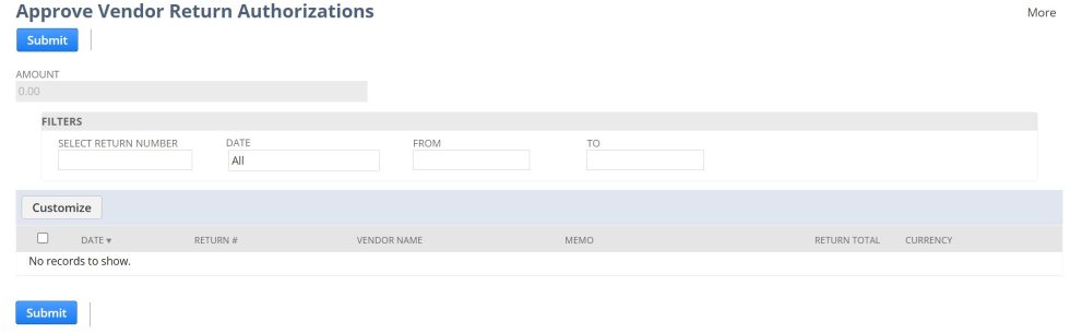 NetSuite Vendor Return Authorizations | SuiteRep